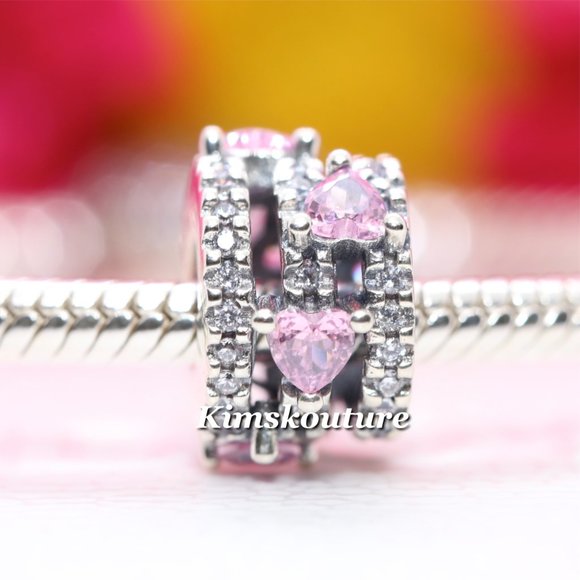 Pandora | Jewelry | Pandora Sparkling Triple Halo Hearts Charm 79161c1 | Poshmark